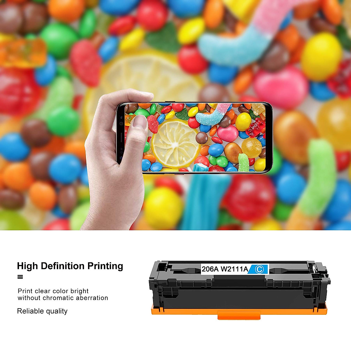 2 Pack 206A | W2111A Toner Cartridge Replacement for HP Color Laserjet Pro M255-M256 Series M255nw M255dw M255dn MFP M282-M283 M282-M285 M282nw M283fdn M283fdw M283cdw Printer Cartridge(Cyan).