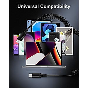 3FT/2Pcs S25 Coiled USB C Cable Fast Charging Cord for Samsung Galaxy Z Fold6 Flip6 S24 FE S23 Ultra S22 S21 S9 S8 A16 A03s A13 A14 A53 A54 A51, C to C Android Auto Wire for Car for iPhone 16Pro Pixel
