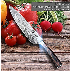 8 Inch Chef's knife, blade length 20 cm, professional kitchen knife, chef's knife, utility knife made of carbon stainless steel, extra sharp knife blade with ergonomic handle