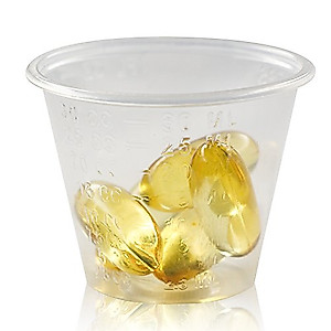 Small Plastic Disposable Medicine Cups: 1 Ounce Measuring/Mixing Cups with Graduated ML, Dram, CC, TBSP & FL OZ Measurement Markings for Pill, Epoxy, Resin & Liquid/Powder Medication - 300 Cup Set