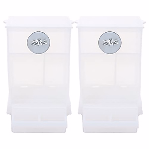 POPETPOP 2pcs Automatic Bird Feeder - No Mess Bird Cage Feeders Parrot Seed Tube, Creative Bird Feeding Container for Parakeet Canary Cockatiel Finch