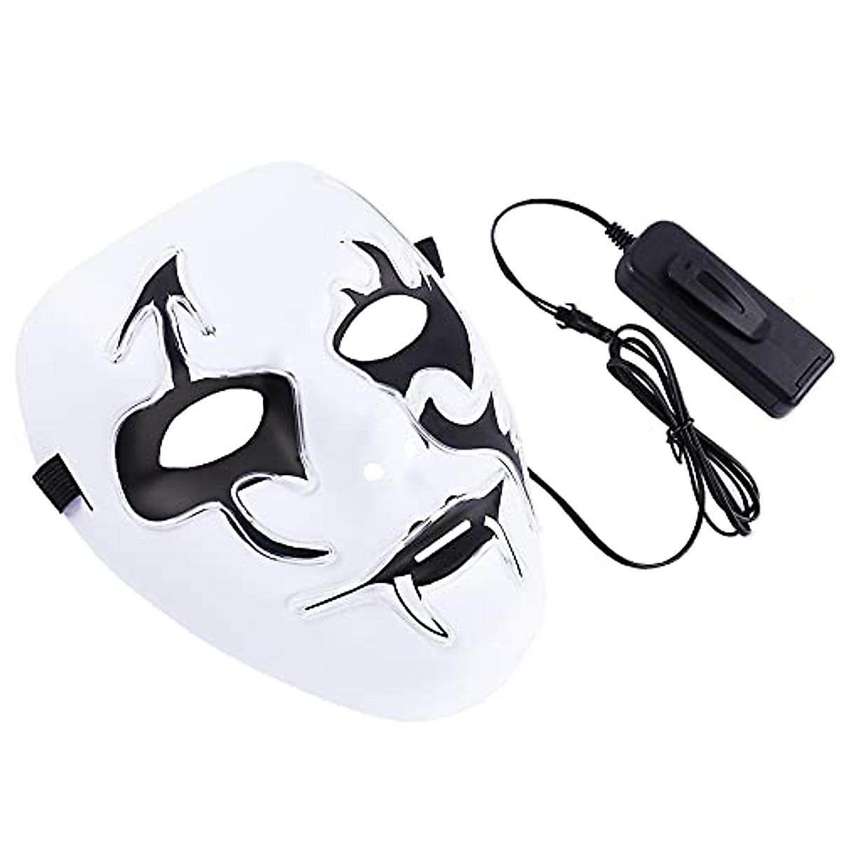 Halloween Costume Mask, 3 Flash Modes, LED Light Up Scary Mask for Festival Cosplay Halloween Masquerade Parties, Carnival Gifts, Adjustable Face (Blue)