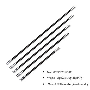 ZSHJG Archery Bow Stabilizer Balance Bar Extension Pole Rod 4-34 inch Carbon Fiber Shock Absorber for Recurve Compound Bow(12 inch)