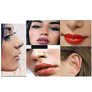 4Pcs 18G Surgical Stainless Steel Hoop Nose Ring Gold Septum Cartilage Helix Daith Tragus Hoop Earrings Hypoallergenic Body Piercing Jewelry for Women Men(18G Gold)