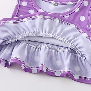 Toddler Girl Swimsuit Polka Dots Baby Girl Bathing Suit Sleeveless Swimwear Two-Piece Beach Bikini Summer(12-18 Months, Blue)