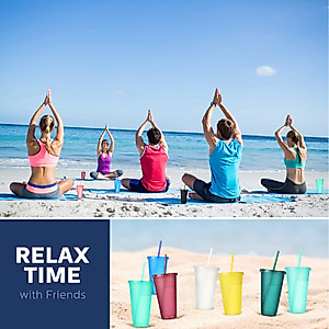 18 Packs Cups with Lids and Straws Glitter Reusable Cups in Vivid Colors 24 oz Plastic Tumbler with Lid and Straw Iced Coffee Cup Reusable Coffee Cups with Lid Ices Coffee Travel Mug Cup Water Glasses