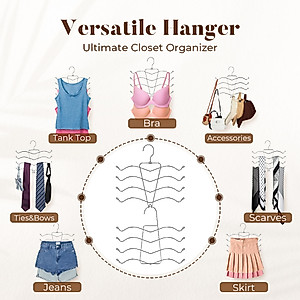 HOUSE DAY Bra Hangers 2 Pack, Tank Top Hangers Space Saving Hangers for Closet Organizers and Storage, Bra Organizer Closet Hangers Space Saver for Camisoles, Bras, Belts, Ties, Scarves, Swimsuits