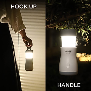 Portable Bright LED Spotlight with 3 Light Sources Eye-Friendly Table Light Rechargeable Night Light for Home & Emergency Hanging Tent Lantern with USB Port for Outdoor Adventures Christmas Gift