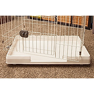IRIS USA Medium Portable Wire Animal Cage, Easy Assembly Wire Dog Crate Animal House with Removable Casters and Top Access, Almond/Brown