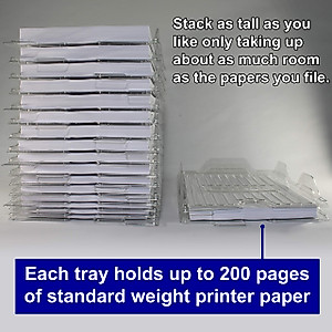 EZSTAX File Organizers - Letter Size, Stackable Trays for Desk - for Office Files, Mail, Documents - 12 Pack, Clear