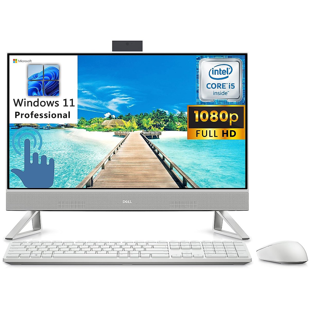 2023 Dell Inspiron 24 5410 23.8" Touchscreen FHD Business All-in-One Desktop Computer, 12th Gen Intel 10-Core i5-1235U, 16GB DDR4 RAM, 512GB PCIe SSD, WiFi6, Bluetooth 5.2, Pearl White, Windows 11 Pro