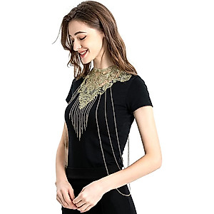 Gold Flower Lace Bikini Body Chain Necklace Jewelry for Women