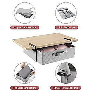 BRUINAGORA Closet Organizers and Storage, Closet Pullout Drawer, Under Shelf Storage Organizer, Adjustable Clips for Underwear, Bra, Lingerie, Panties, Undies, Grey/2 Pack