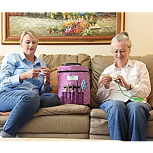 Premium Large Knitting Bag - Yarn Storage Bag for Ultimate Organizing of Crochet and Knitting Yarn, Crochet Patterns and Hooks, Crochet Needles and Wool - Great Crafts Storage(Lilac)