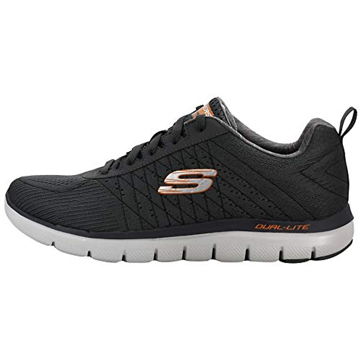Skechers Men's Flex Advantage 2.0 - The Happs Oxford, Charcoal/Orange, 12 W US