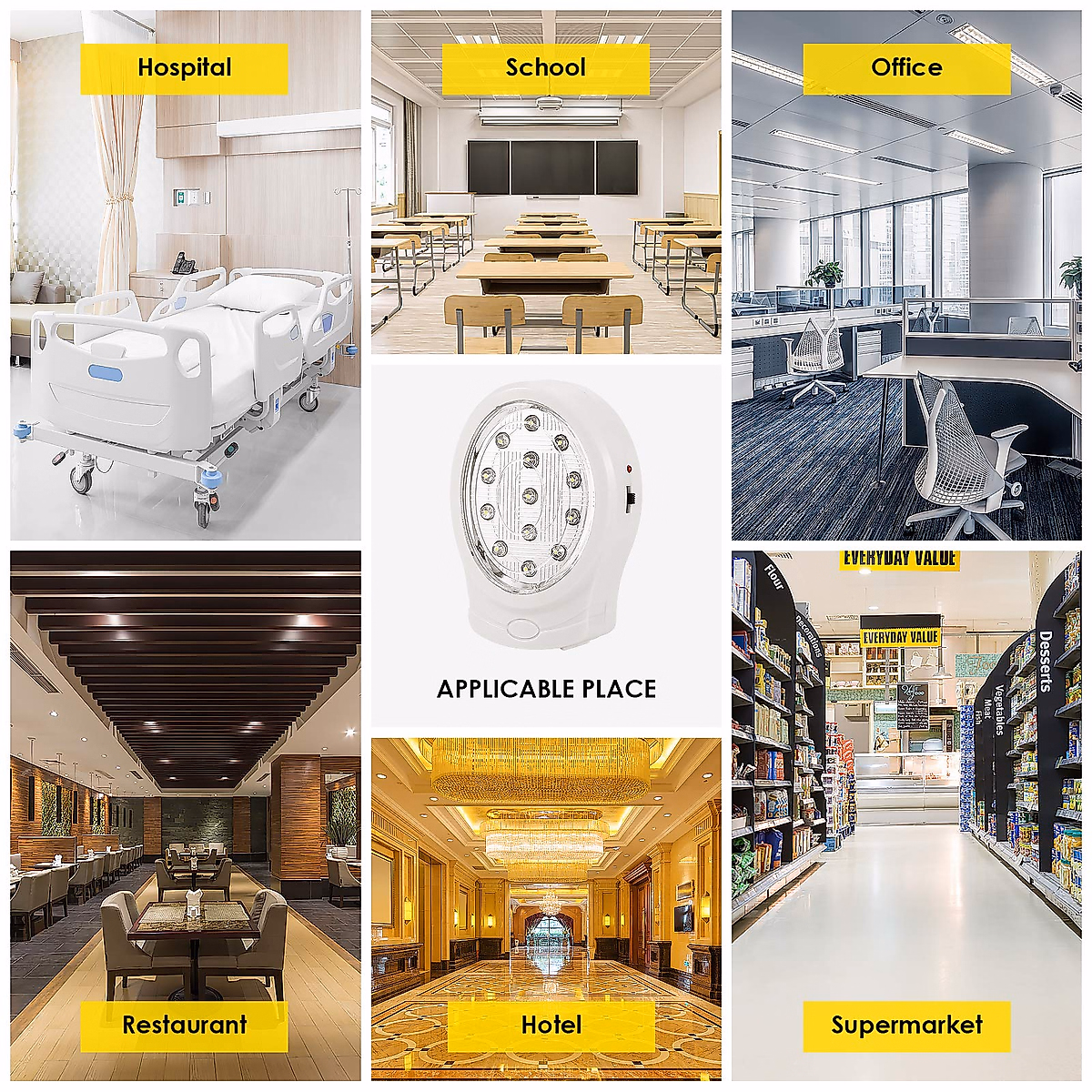 Emergency Light 13 LED Rechargeable Home Automatic Power Failure Outage Light lamp Fire Emergency Light (US Plug)