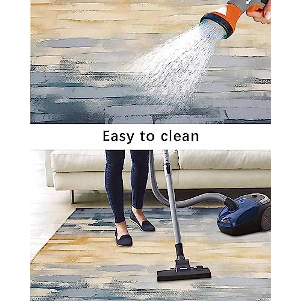 Yellow Painting Outdoor Rugs for 4'x6' Patios Clearance, RV Camping Mat Rug Portable Outside Rug Indoor Outdoor Area Rug Mat for Beach Deck Pool Contemporary Abstract Navy Blue Art