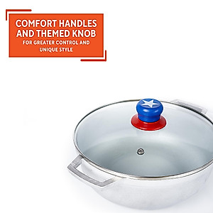 IMUSA USA LIMITED EDITION Puerto Rico"Boricua" themed Caldero 3.7Qt with Glass Lid & Unique Knob,Silver,GAU-80139