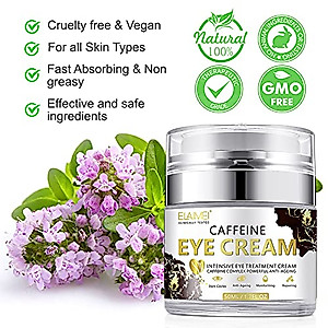 ELBBUB Caffeine Eye Cream, Anti Wrinkle Eye Cream and Puffiness-with Collagen, Puffiness, Wrinkles,Crows Feet Eye Lift Treatment For Men & Women