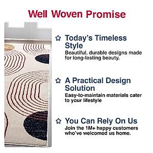 Well Woven Omaha Collection Laslow Modern Rainbow Ivory 5'3" x 7'3" Area Rug - for Living Room, Bedroom, and Dining Room