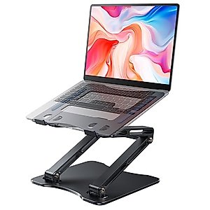ATKTTOP Laptop Stand for Desk Adjustable Height, 22" [Anti-Wobble] [Fit All Laptop] Foldable DJ Standing Laptop Riser for 6.1-18.4" Tablets, Portable Monitor Stand for MacBook Air, Dell, HP, Lenovo