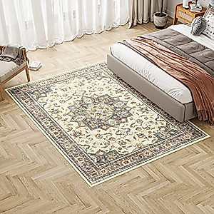 Vintage Collection Washable Area Rug - 18x30 Door Mat Small Entryway Rug Persian Distressed Non-Slip Low-Pile Floor Carpet for Indoor Front Entrance Kitchen Bathroom Living Room Bedroom