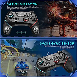 Diswoe Switch Controller, Wireless Pro Controller for Switch/Switch Lite/Switch OLED, Switch Remote Gamepad with Joystick, Adjustable Turbo Vibration with Programmable Function - Black