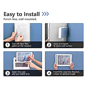 MoKo Wall Mount Shower Tablet Holder, 360 Rotation Waterproof Tablet Holder Bathroom Tablet Case Mount Shelf with Touchable Anti-Fog Screen for Tablets Up to 10.2", Fit with iPad 9 iPad Mini 6, White