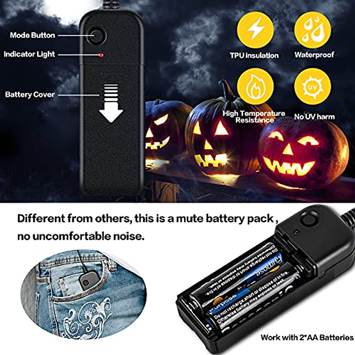 Wlevzzor Halloween LED Scary Mask Cosplay Costume Light up Purge Mask EL Wire Mask for Festival Party Halloween Gifts LED Mask (Ice Blue+Pink)