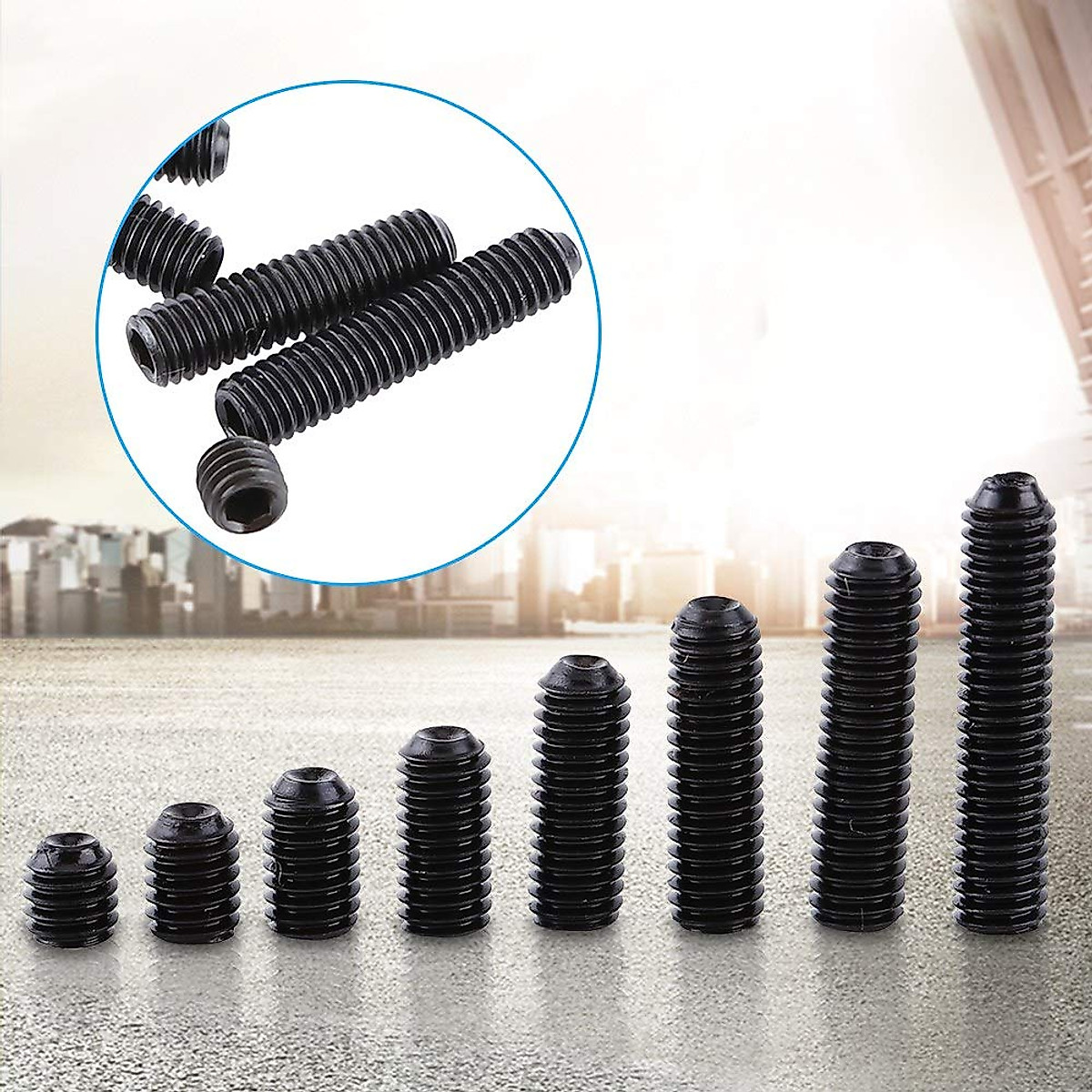 200pcs Screws, M3 Black Carbon Steel Socket Cup Point Grub Set Screw Assortment
