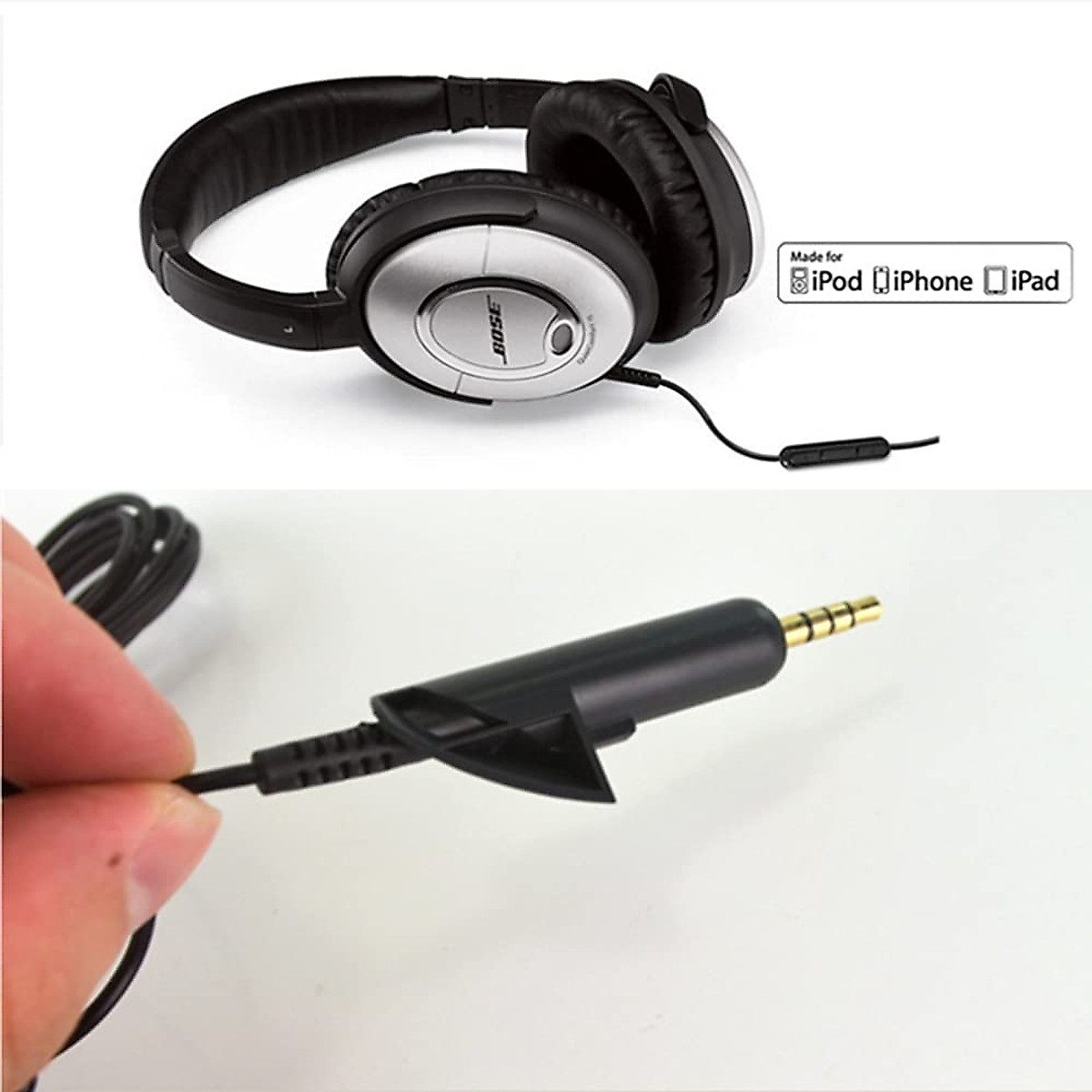 Saipomor QC15 Replacement Cable Upgrade Audio Extension Cord with Mic and Volume Control Compatible with Bose QuietComfort15 QC 15 Headphones