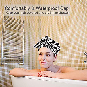 VVolf Shower Cap for Women Hair Caps for Shower Reusable Shower Cap for Long Hair Large Turban Shower Cap for Braids Black