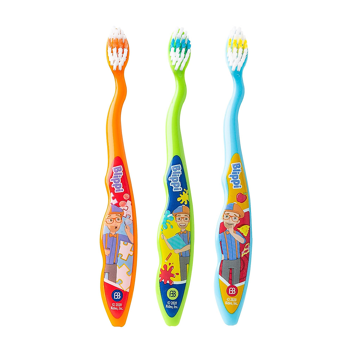 Brush Buddies Blippi Kids Toothbrushes, Manual Toothbrushes for Kids, Toothbrush for Toddlers 2-4 Years, Blippi Childrens Toothbrush, Soft Toothbrushes, 3 Count