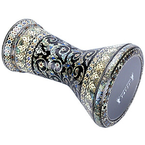 New Gawharet El Fan Sombaty 18.5"/19"/21" Drum Darbuka tabla doumbek mother of pearl musical instrument Egyptian handmade with luxry bag (Magic Flowers (Blue pearl))