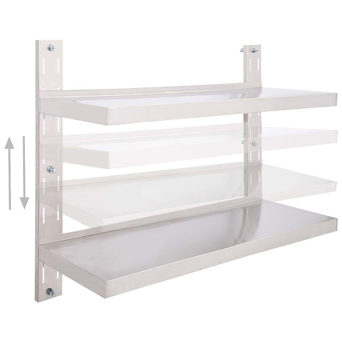WEMYUFURN 2-Tier Floating Wall Shelf Stainless Steel 39.4"x11.8", Kitchen Wall Cabinet, Floating Bookshelf, CD Wall Shelf, Floating Shelves for Home Décor, and Space-Saving Design