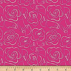 Art Gallery Fabrics Art Gallery Fusion Lets Chalk Joyful in Knit, Dark Magenta