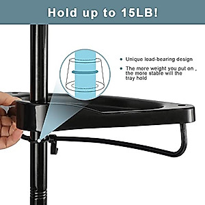 Corner Shower Caddy Tension Pole - Shower Organizer Tension Pole with 4 Shelves,Rust Resistant Stand Tension Rod Shower Caddy for Bathtub,Bathroom,RV,Kitchen Storage - Black,54-114” Adjustable