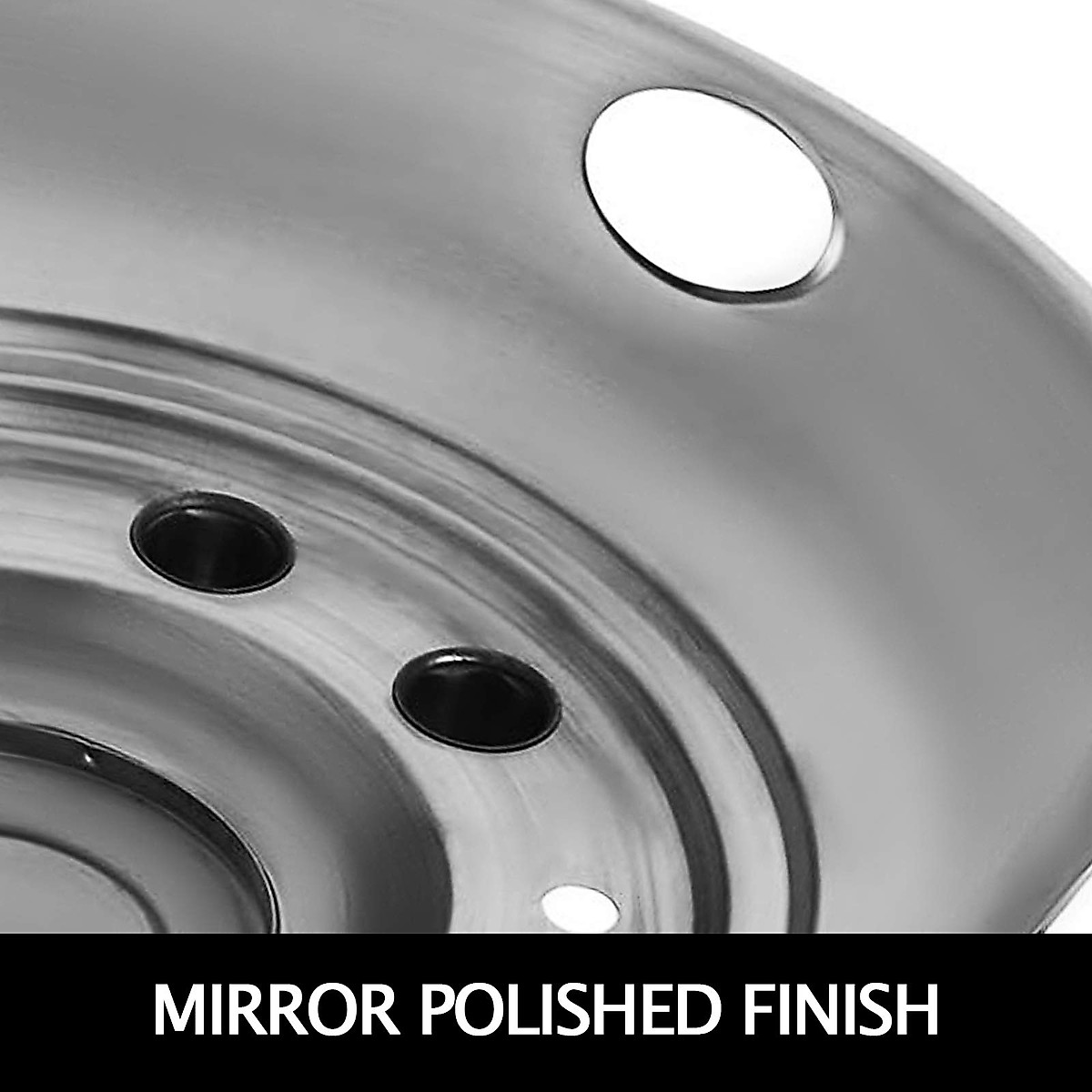 VEVOR Stainless Steel Front And Rear Wheel Simulators 19.5 Inch 10 Lug Wheel Simulator 4PCS of Hand Hole Hubcap Kit Compatible With 2005-2021 Ford Super Duty F450 - F550 10 Lug Dually Trucks Only