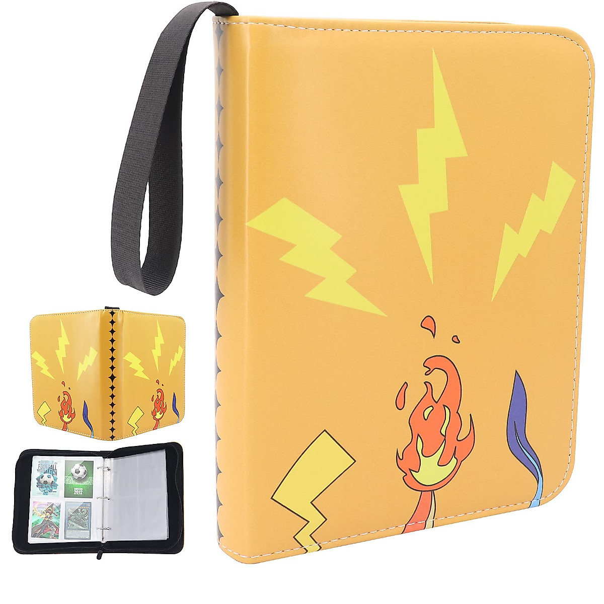 Hooshion Card Binder 4-Pockets, Pokemon Card Binder, 400 Pockets Card Holder, Trading Card Binder, Sports Card Binder with Sleeves, Compatible with Pokemon Cards, Football Card Sports