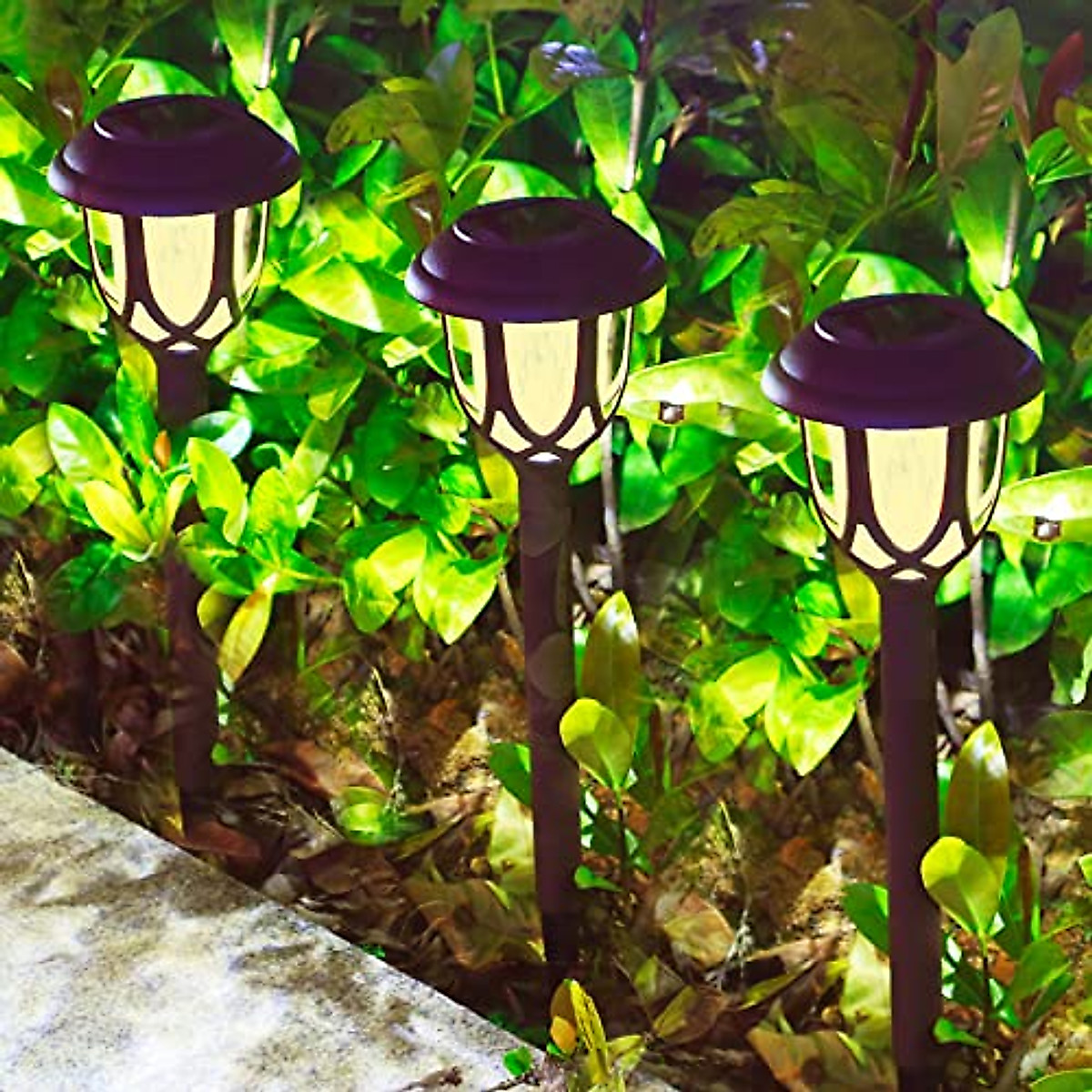 StarGinz Solar Lights Outdoor Decorative,10 Packs Solar Pathway Lights,Powered Landscape Lighting,Waterproof Solar Powered Garden Yard Lights for Walkway Sidewalk Driveway-Warm White