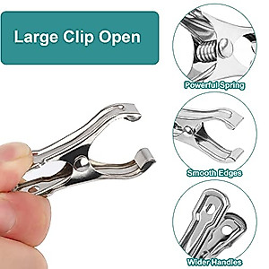 JULMELON 25 Pcs Greenhouse Clips,Stainless Steel Greenhouse Clamps,Heavy Duty Garden Clips with Large Open Strong Grip for Fixing Netting Cover Film,Season Plant Support Clips