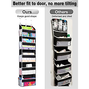 TAHAVICE 1 Pack Over The Door Storage Organizer with 5 Pockets 10 Mesh Side Pockets, 44 lbs Weight Capacity Door Hanging Organizers and Storage for Bedroom,Bathroom,Nursery,Pantry,Dorm(Black)