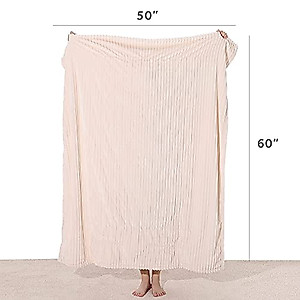 Sunbeam Royal Posh Ribbed Champagne Heated Personal Throw / Blanket, Cozy-Warm, Adjustable Heat Settings
