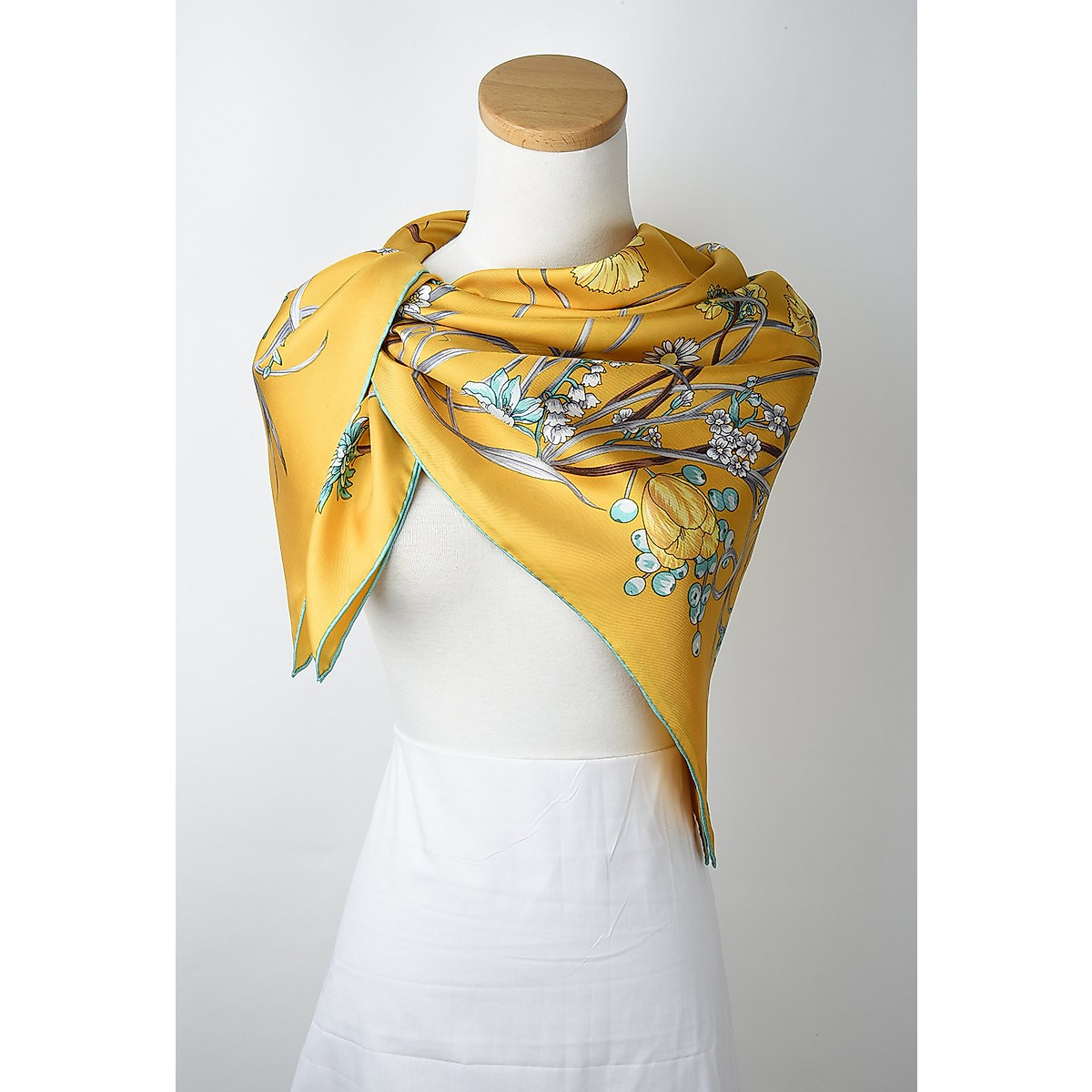 corciova Naples Yellow Western Neck Scarf Men Neckerchief 21x21 Women Silk Hair Scarf Ladies Short Bandana Headband Headscarf