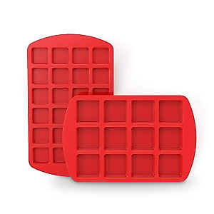 SILIVO Silicone Brownie Pan with Dividers(2 Pack) - 12+24-Cavity Brownie Baking Pan, Non-Stick Silicone Molds for Brownie Bites, Keto Fat Bombs, Fudges and Chocolates