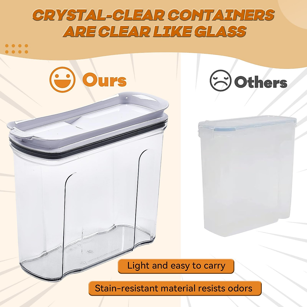 FreshKeeper Cereal Containers Storage Set, Airtight Food Storage Container with Lid 4L/135.2oz, 2PCS BPA-FREE Plastic Pantry Organization Canisters for Rice Cereal Flour Sugar Dry Food in Kitchen