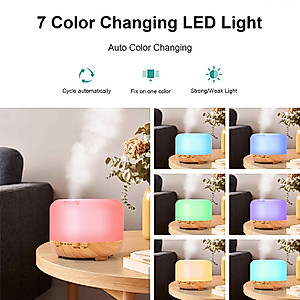 Essential Oil Diffuser Aromatherapy Humidifier: 500ml Grain Ultrasonic Aroma Air Vaporizer for Large Room Quiet Mist Humidifiers Remote Control for Small Baby Bedroom Home, Yellow, (Diffuser-Yellow)