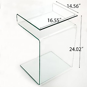 SMARTIK Glass Nightstand Side&End Table, Modern S-Shaped Clear Bedside Table/Side Table/Coffee Table for Living Room,Sofo Accessories, and Bedroom (S Shaped 16.55"x14.56"X24.02"H)