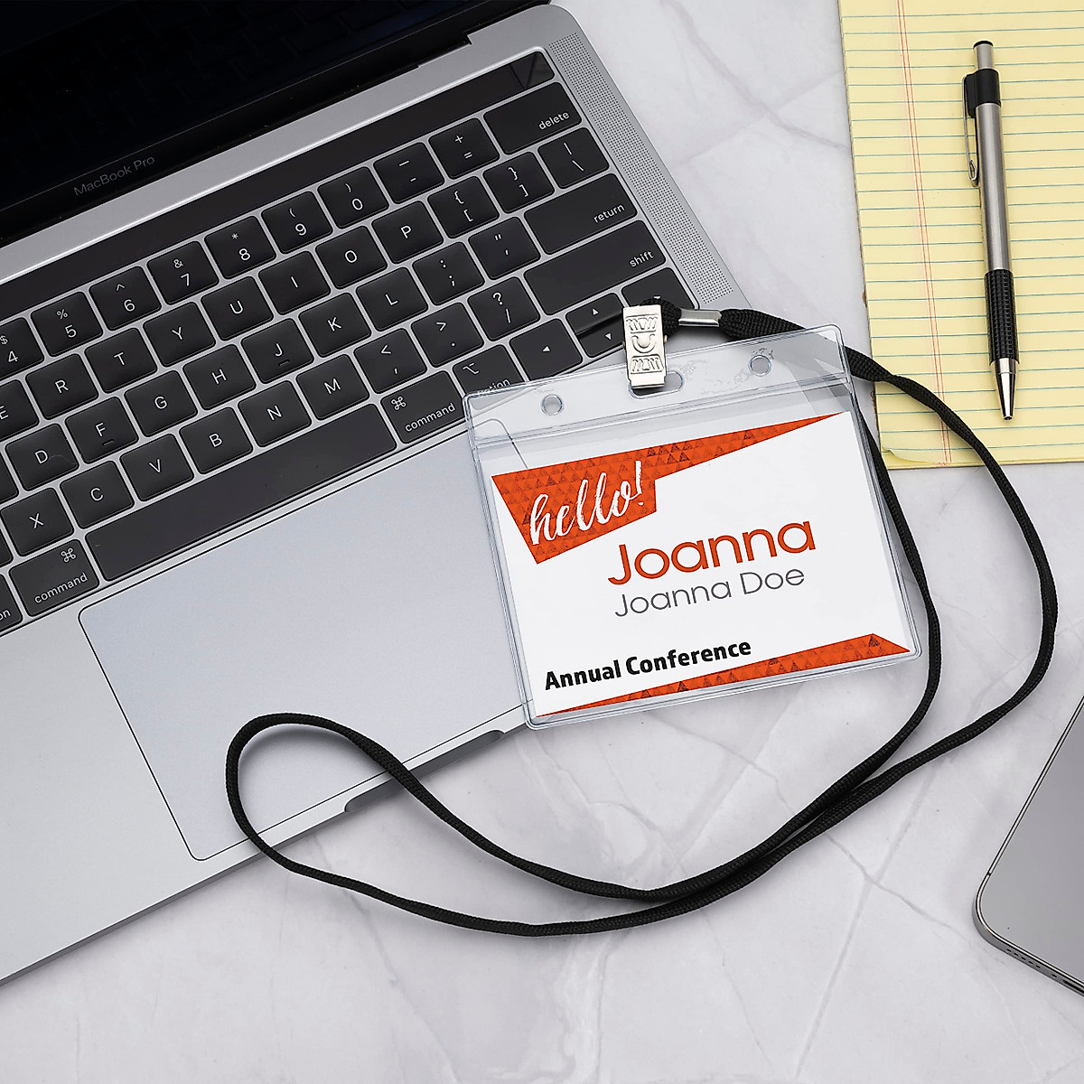 SEE-IT! 360 pcs Make 120 Name Tag Holders with Lanyards and White Insert Cards, Horizontal Clear Plastic Badge Protector ID Holder Waterproof Heavy Duty Reusable Business School Church Conference