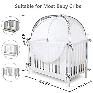 JOINSI Safety Crib Tents to Keep Toddler in, Pop Up Baby Mosquito Net Cover Bed Canopy for Infant